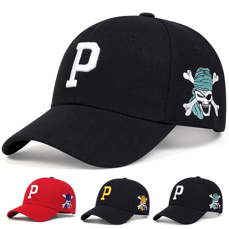 P Letter Side Pirate Embroidery Baseball Cap Men Women Spring Summer ...