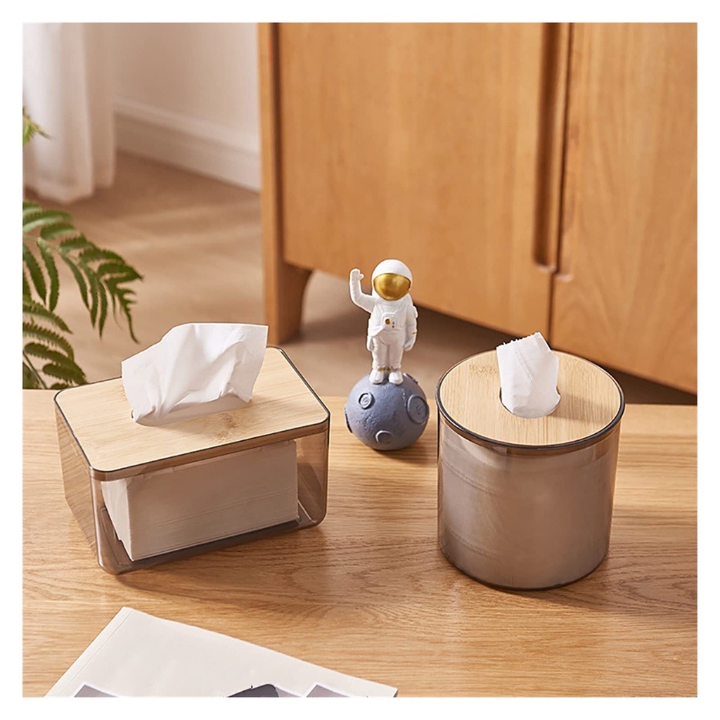 Nordic Transparent Bamboo restaurant Tissue Box Holder Organizer Ecoco ...