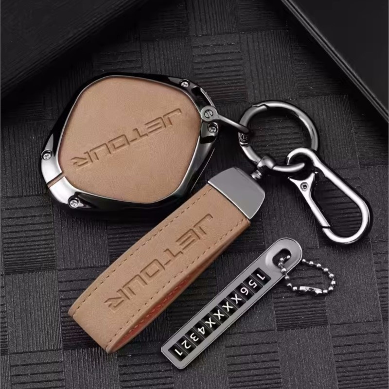 Leather Car Remote Key Fob Cover Case Holder Shell Bag For Chery Jetour ...