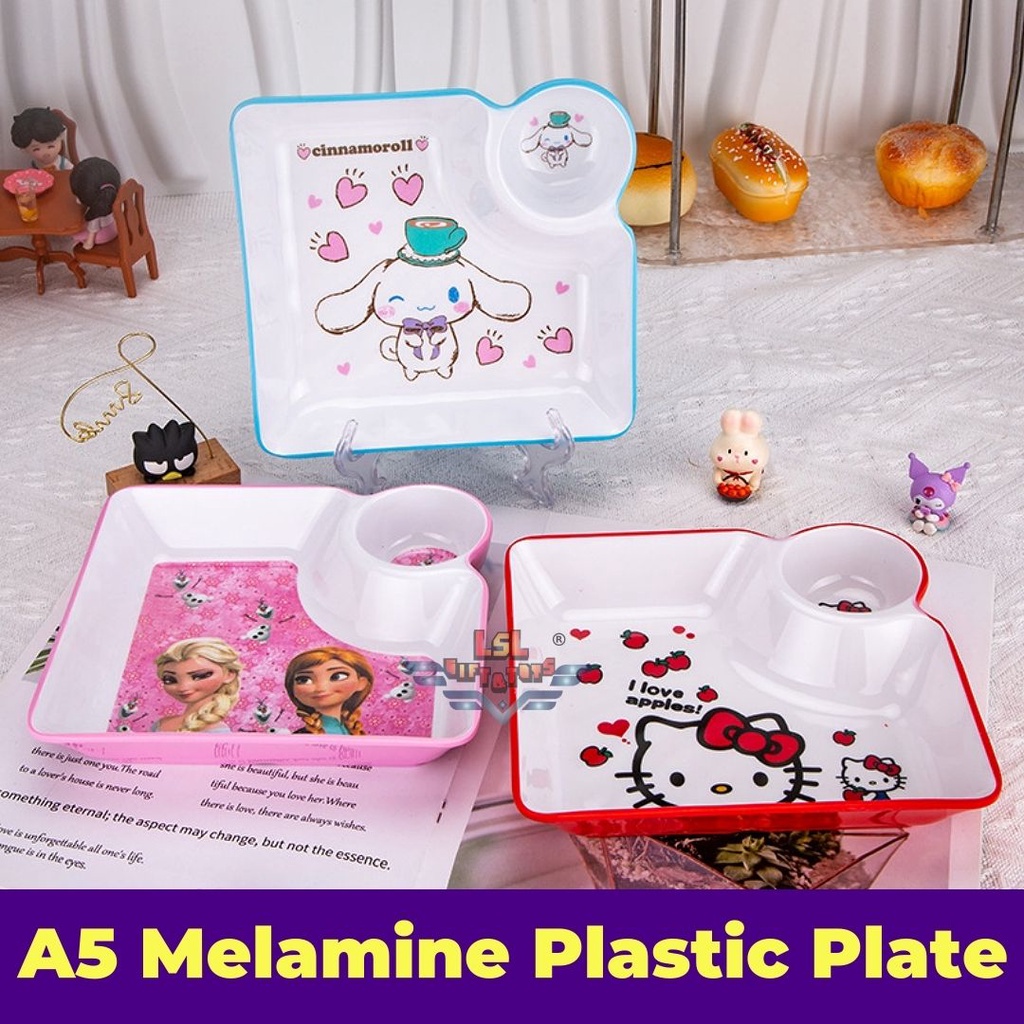 H-417 LSL Melamine Plastic Plate Cartoon Hello Kitty Melody Frozen ...