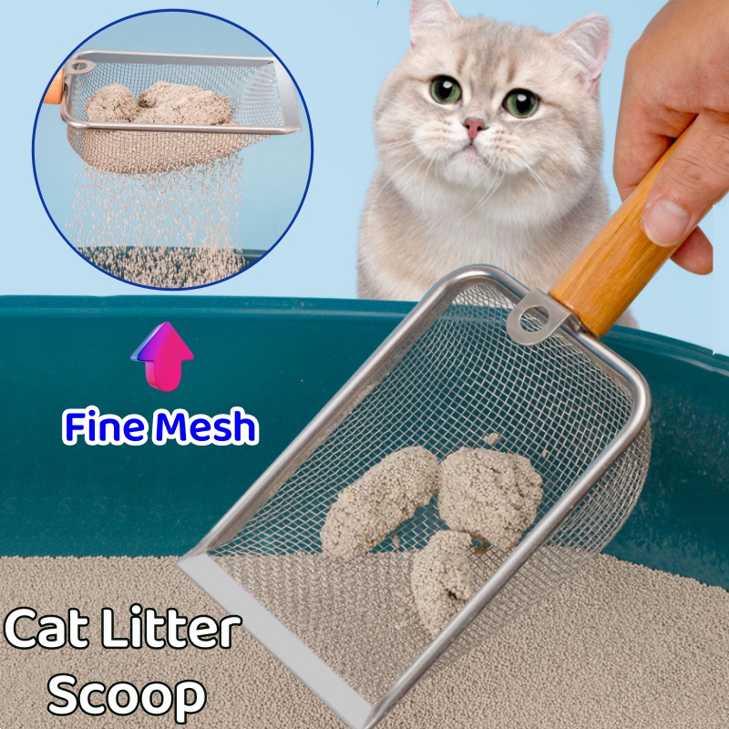 Cat Litter Scoop Stainless Steel Metal Pooper Small Hole Fine Mesh Pet ...