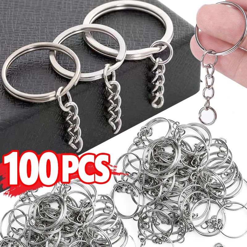5cm Long Metal Keychains Link Key Ring Key Chain Plated Round Split ...