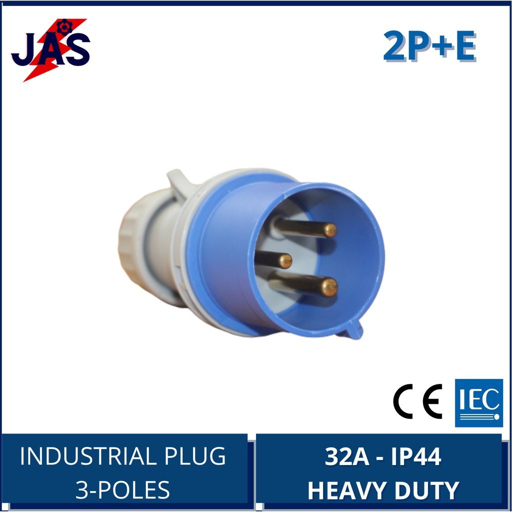 【hot sale】 Industrial Plug 32A 3P, IP44 Blue 2P+E, CEE (Male) Heavy ...