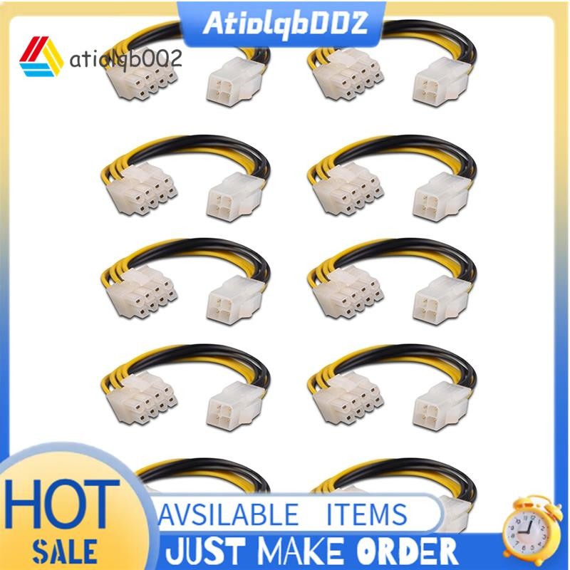 10Pcs 4 Pin Male to 8 Pin Female CPU Power Converter Cable Lead Adapter ...