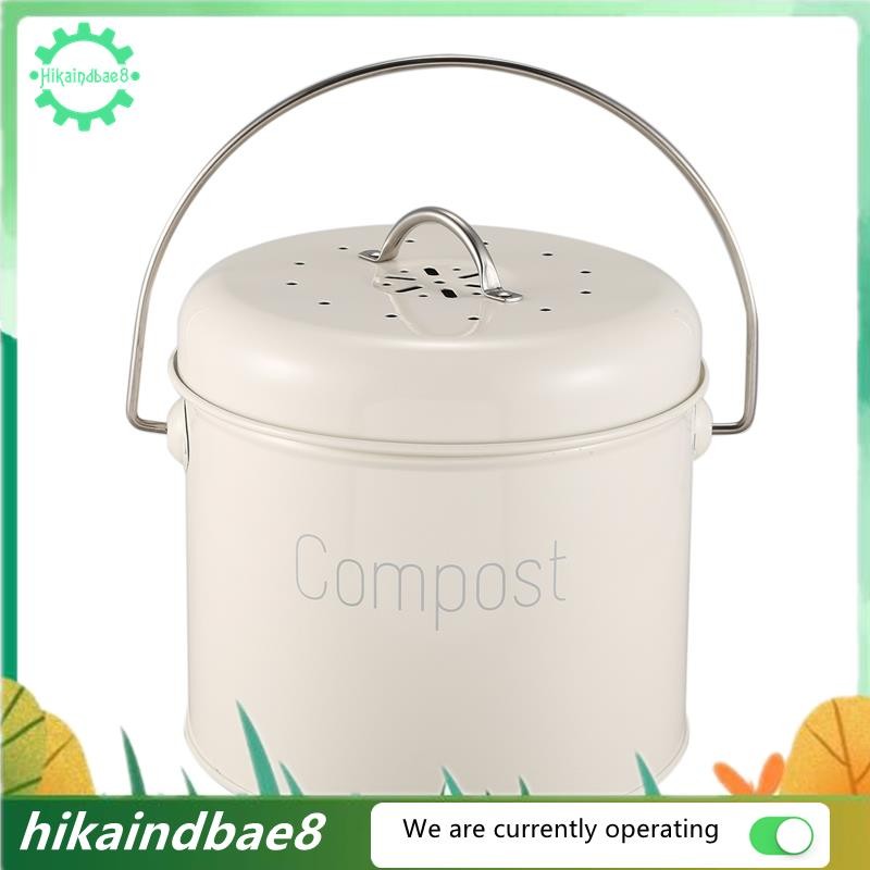 [hIkAi] Compost Bin 3L - Stainless Steel Kitchen Compost Bin - Kitchen ...