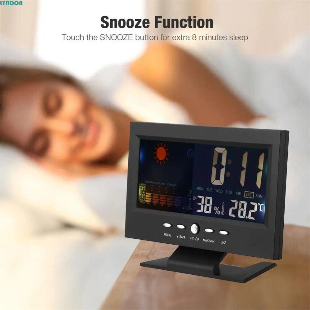 LYNDON LED Weather Clock, Perpetual Calendar Voice-Activated Electronic ...
