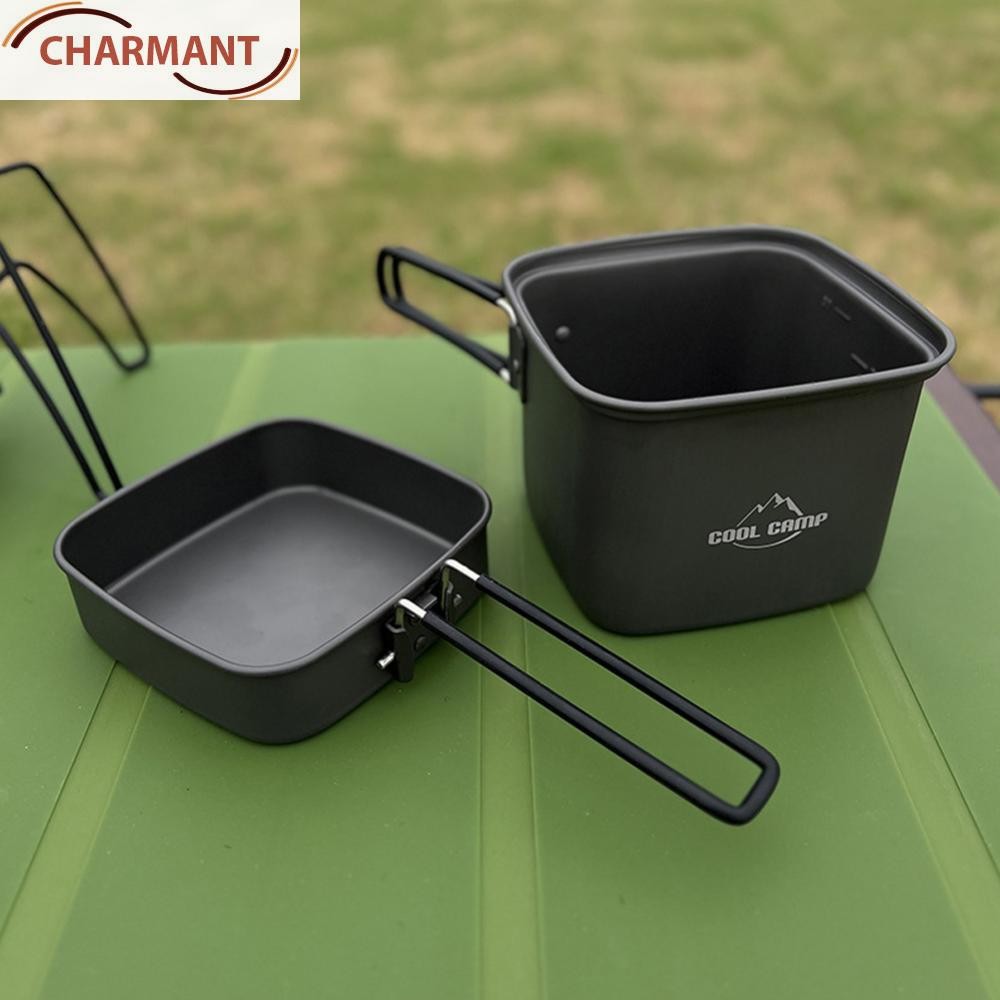 2 In 1 Camping Cookware Set with Storage Bag Folding Frying Pan Cooking ...
