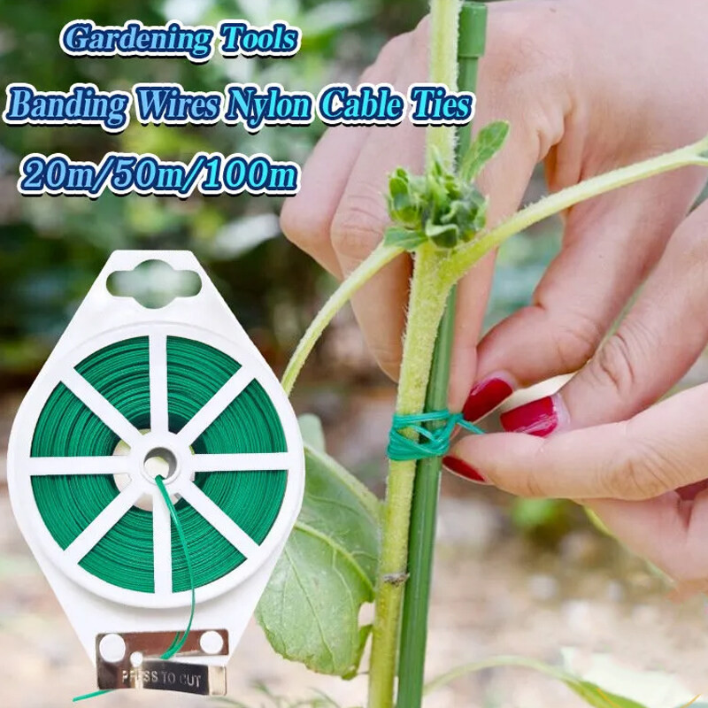 50M Garden Twist Tie Cable Horticultural Tie Cord Iron Wire Cord Cut ...