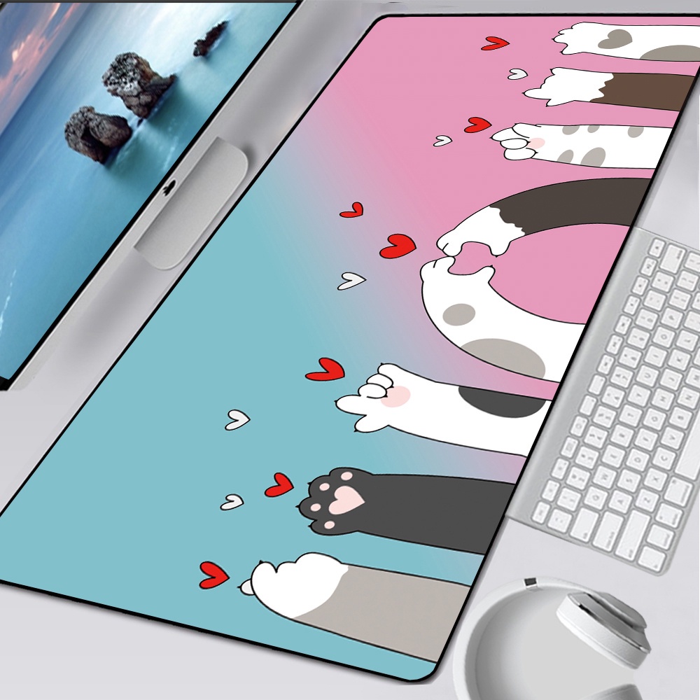 Large Anime Mouse Pad Pink Cute Cat Paw Gaming Accessories Kawaii ...