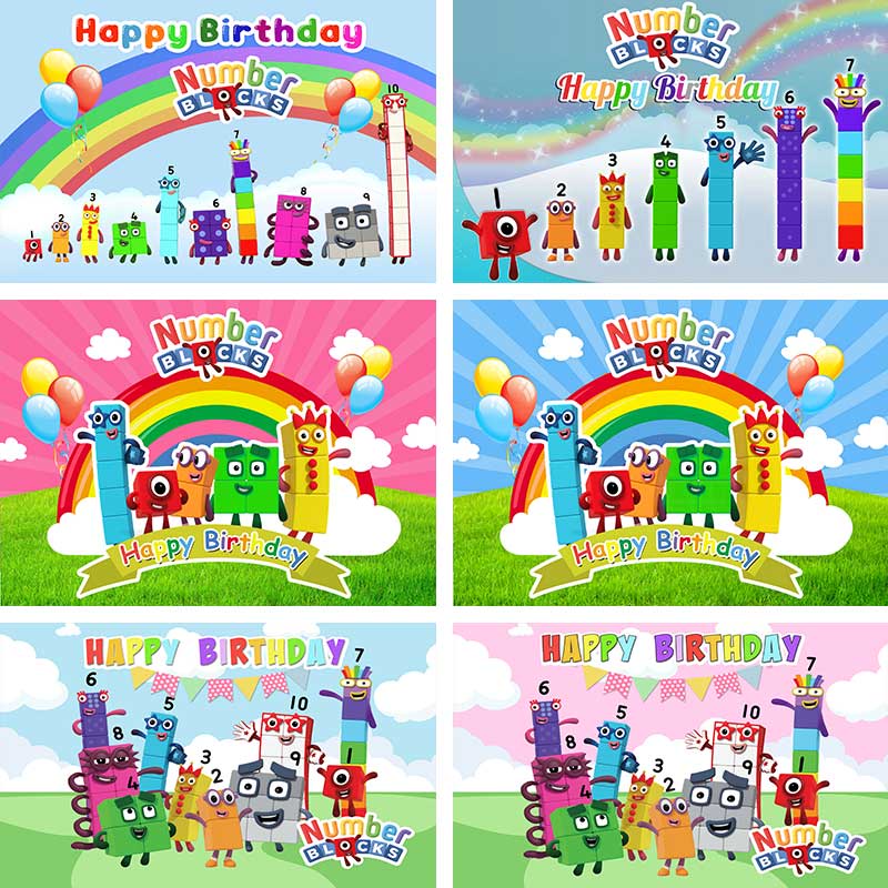 Number Blocks Birthday Backdrop Photography Baby Shower Kids Children ...