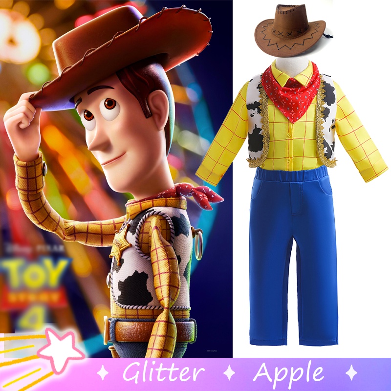 Toy Story Cowboy Suit Woody Cosplay Costume Blue Trouser Yellow Shirt ...