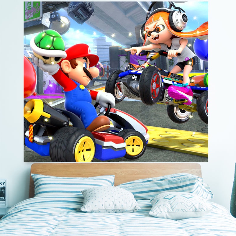 Cartoon Game Super Mario Bros Hanging Cloth Decoration Bedhead ...