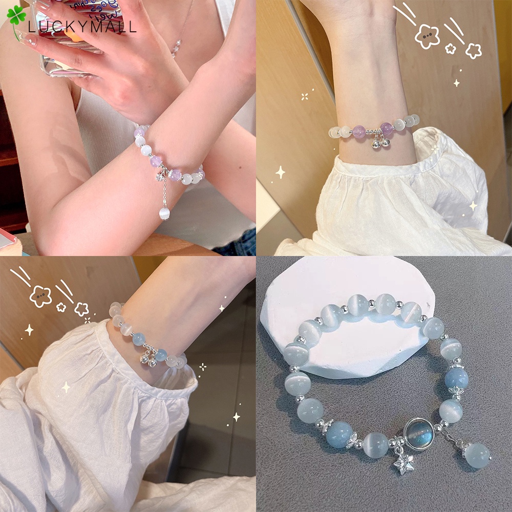 Crystal Opal Beads Bracelet for Women Elegant Zircon Butterfly Star Bow ...