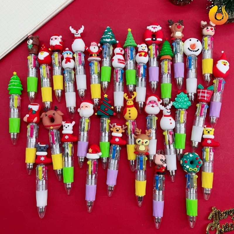 4 Colors Press-type Christmas Theme Ballpoint Pen / Xmas Series Cartoon ...