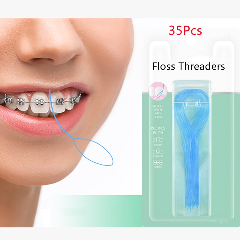 HoubIIPB1 In Stock 35Pcs/Set Dental Floss Threaders Needle Tooth ...