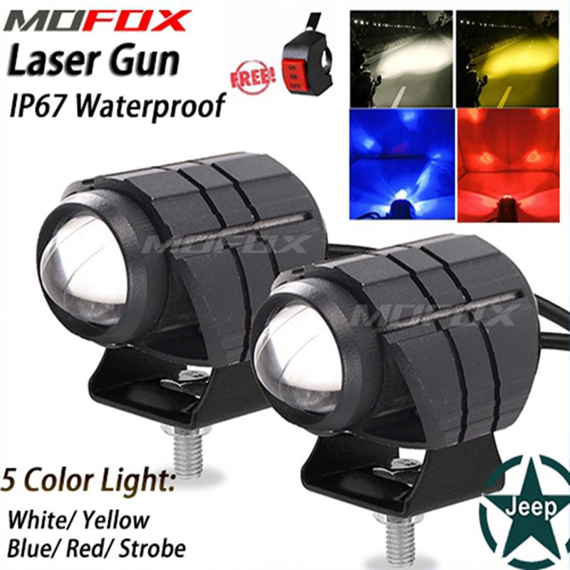 MOFOX FJ1 Laser Gun Waterproof LED Mini Driving Light MDL Red&Blue ...