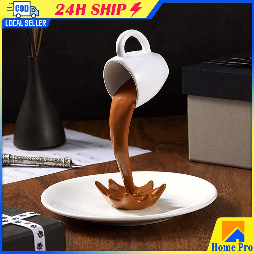 3D Coffee Mug Statue Floating Coffee Cup Sculpture Creative Kitchen ...
