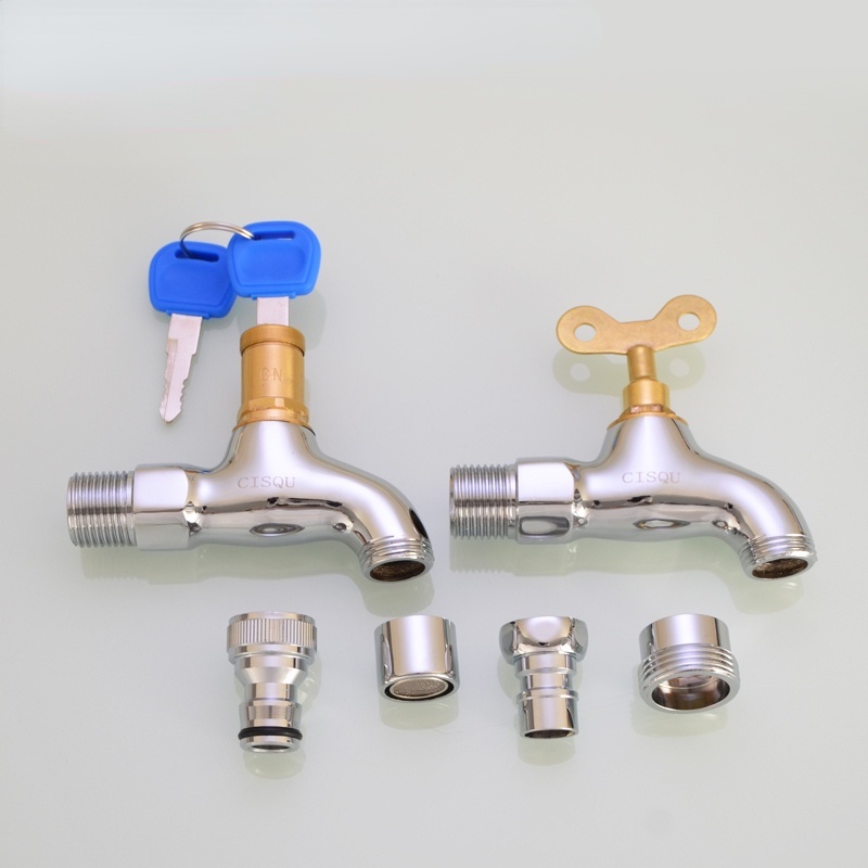 [XNY] Locked Faucet Outdoor All Copper 4 Points Stainless Steel Anti ...