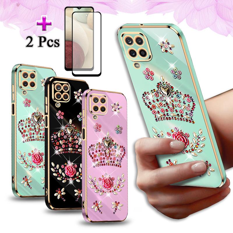 2 IN 1For Samsung Galaxy A12 M12 Phone Case Atmosphere Plating DIY Cute ...