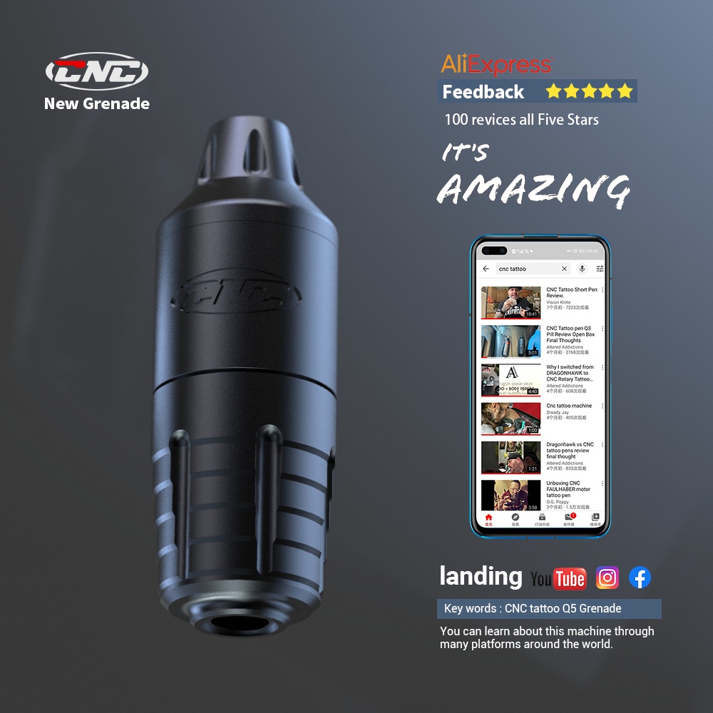 CNC-Q5 Import Japan Coreless Motor 3.2mm Stroke Rotary Tattoo Pen Machine For for eyebrows lip ...