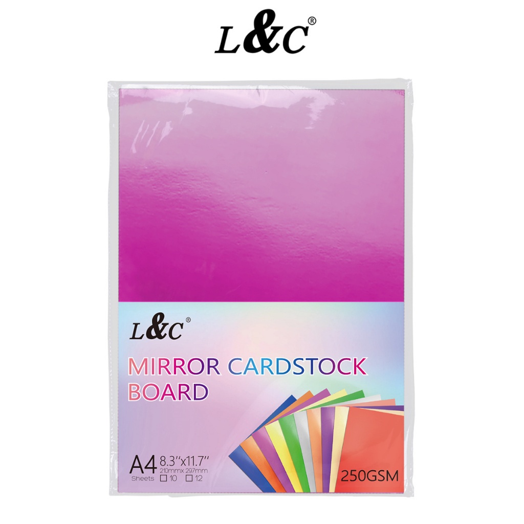 L&C 10pcs 250gsm Glitter and Shiny Metallic Mirror Cardstock Board DIY ...