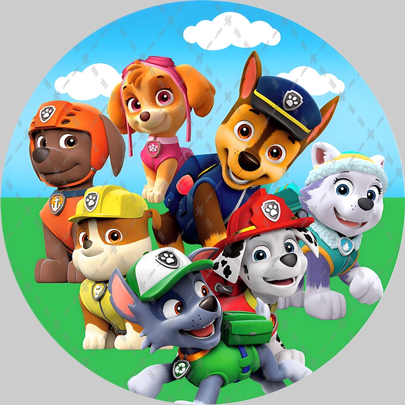 Paw Patrol Round Birthday Backdrop For Photography Baby Shower Kids ...