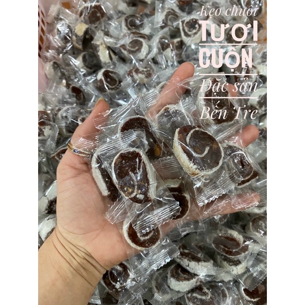 Fresh banana candy rolled in peanut-free rice paper - Ben Tre specialty ...