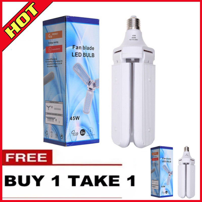 DPG-BUY 1 TAKE 1 45W 6500K AC170-265V Foldable Fan Blade LED Light Bulb ...