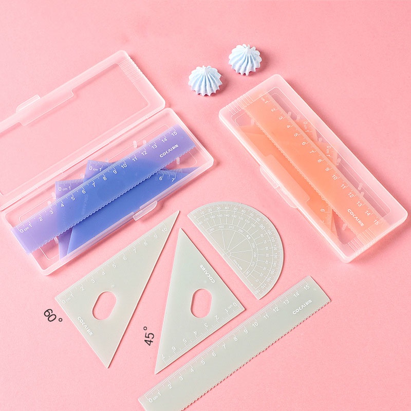 Transparent Jelly Set Square, Protractor, Ruler Set, School Office ...