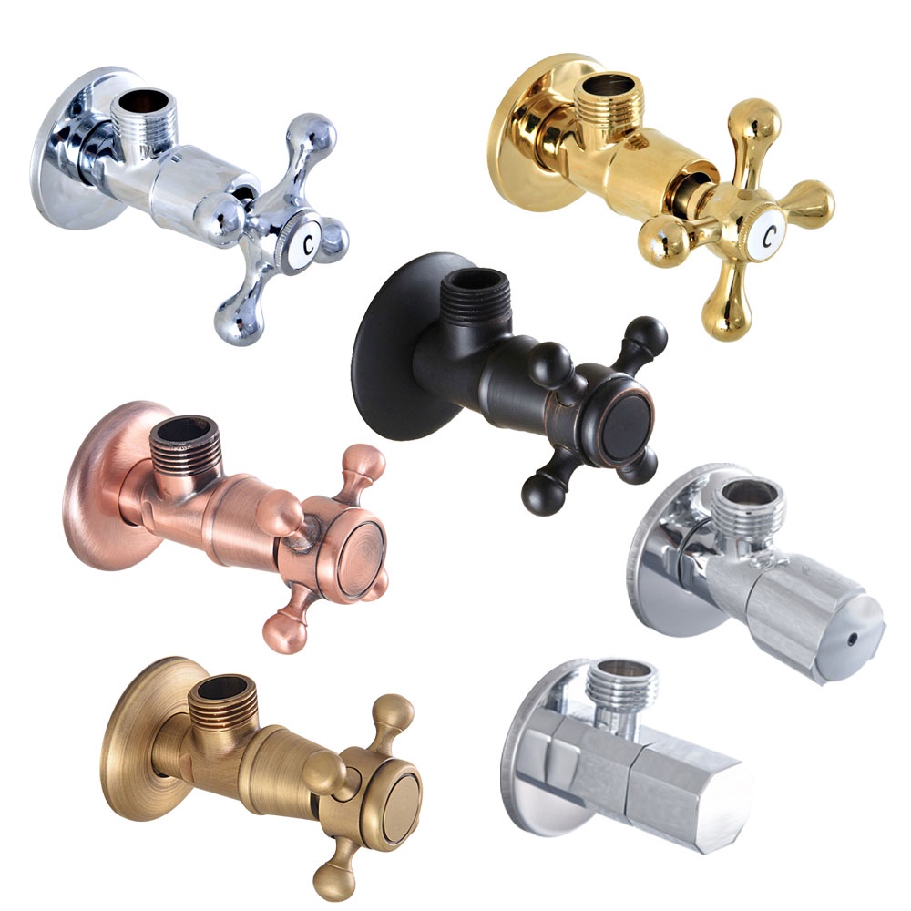 1 PC Brass Angle Valve Chrome Black Gold Inlet Valve Bathroom Outlet ...