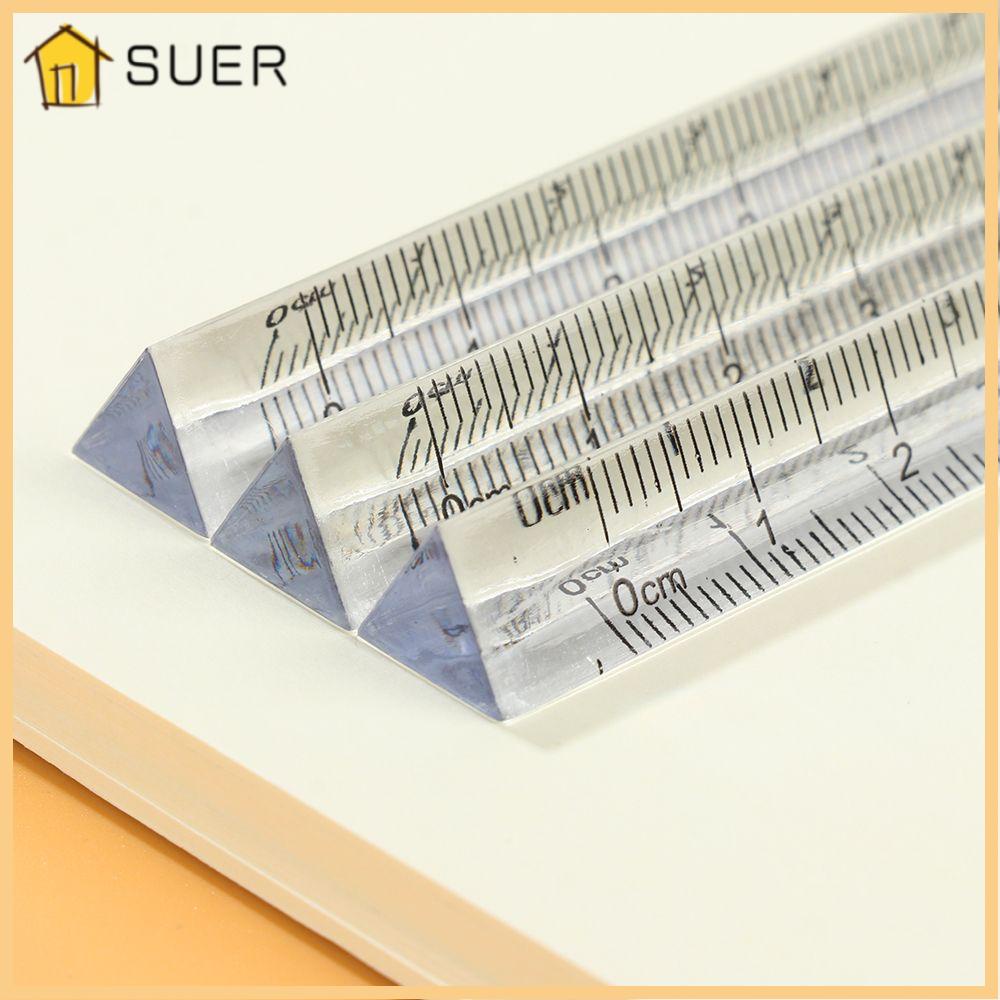 SUER1EN School Supplies Transparent Triangle Ruler Learn Stationery Kids Scale Stationery Simple ...