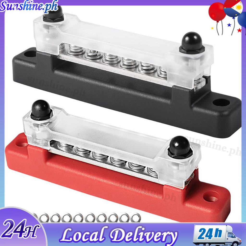 6 Way Bus Bar Terminal Block 300V AC/48V DC 130A AC/150A DC Power Distribution Block Bus Bar ...