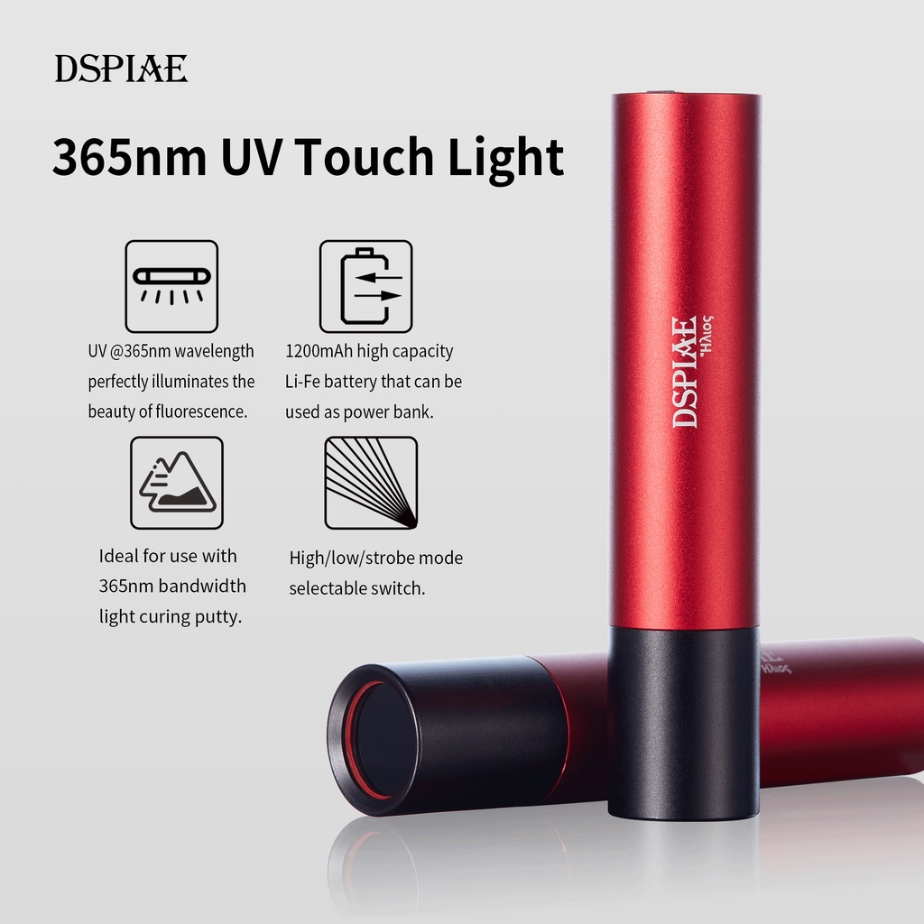 DSPIAE 365NM UV-T UV Nano flashlight Violet battery 1200mah hand tool 3 ...