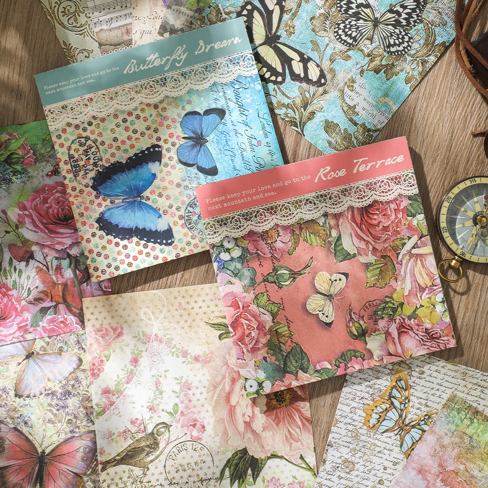 60 sheets Vintage Butterfly Scrapbook Paper Non-sticky Memo ...