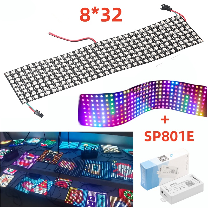 DC5V WS2812B RGB LED Pixel Panel Light 8x8 16x16 8x32 Digital Flexible Screen Individually ...