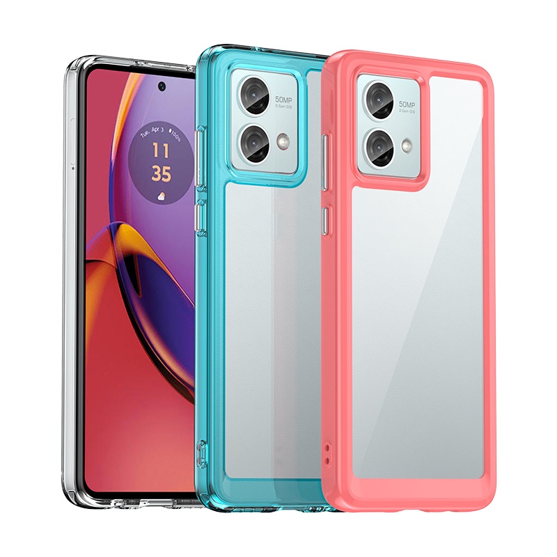 For Motorola Moto G84 Solid Color Hard Crystal Backplane Soft Edge ...