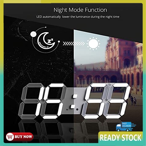 3D LED Digital Clock Wall Clock Digital Temperature Alarm Clocks ...
