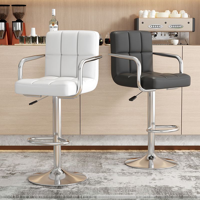 High Back Bar Chair Home Thick leather seat cushion Bar Chair Swivel ...
