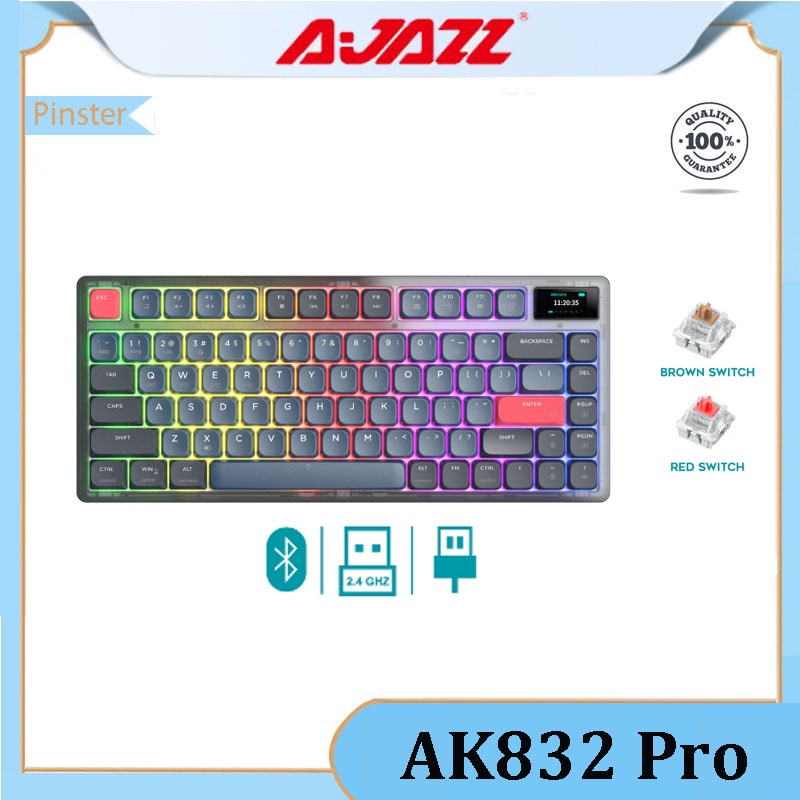 Ajazz AK832 Pro Low Profile TFT Screen Gasket Mechanical Keyboard ...