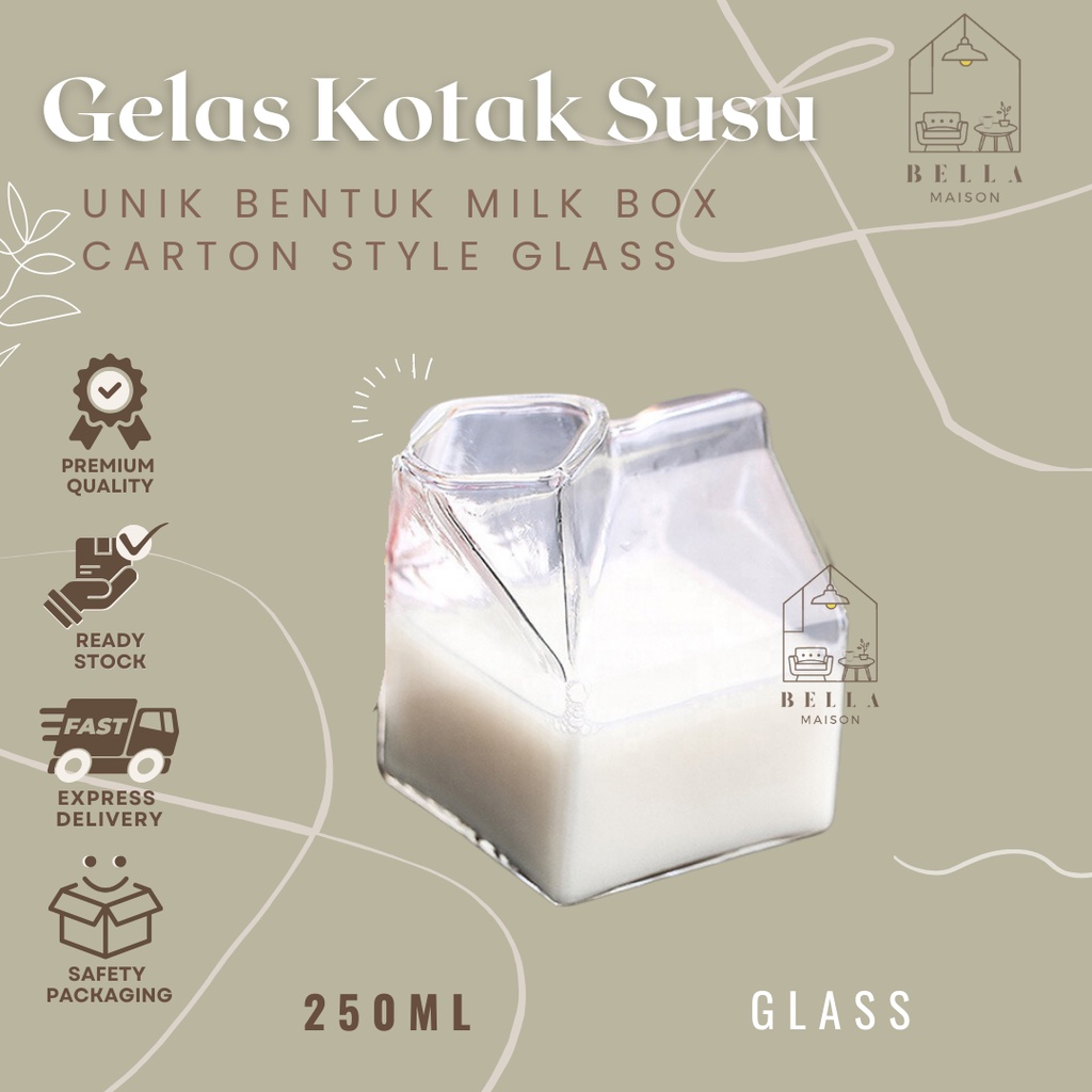 Unique MILK BOX GLASS MILK BOX SHAPE CARTON STYLE GLASS | Shopee ...