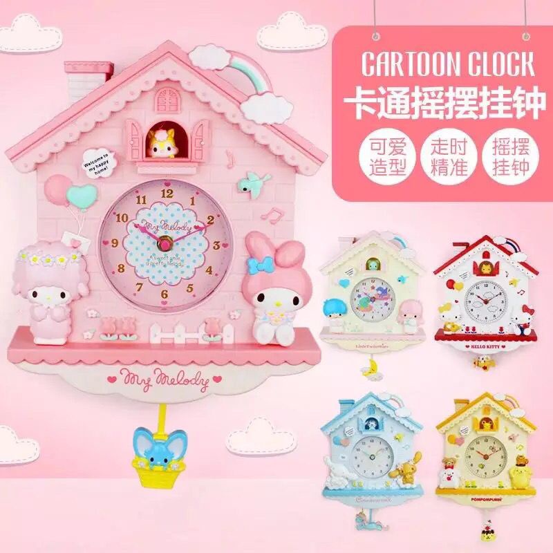 [Haroro]35cm Kuromi Cartoon Alarm Clock Cute Hellokitty Clock Mymelody ...