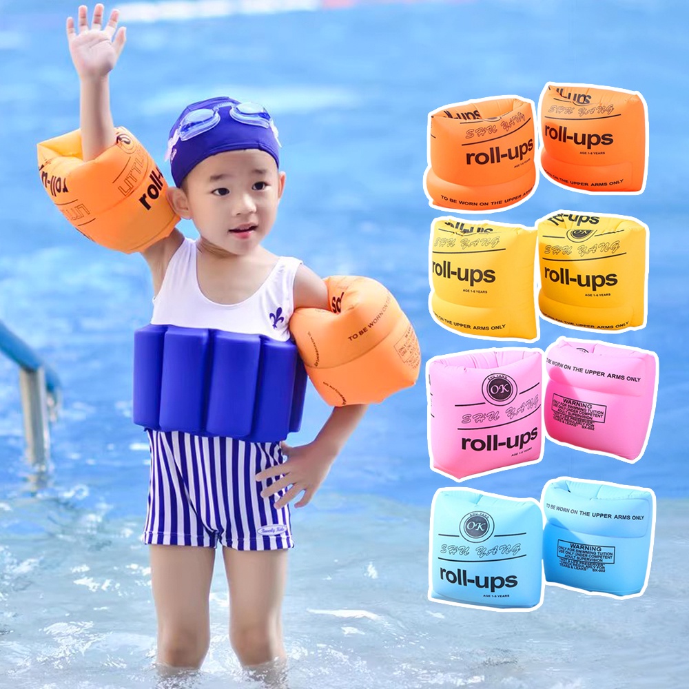 WB 1 Pair Swim Arm Floaters for Kids PVC Inflatable Swim Arm Bands ...