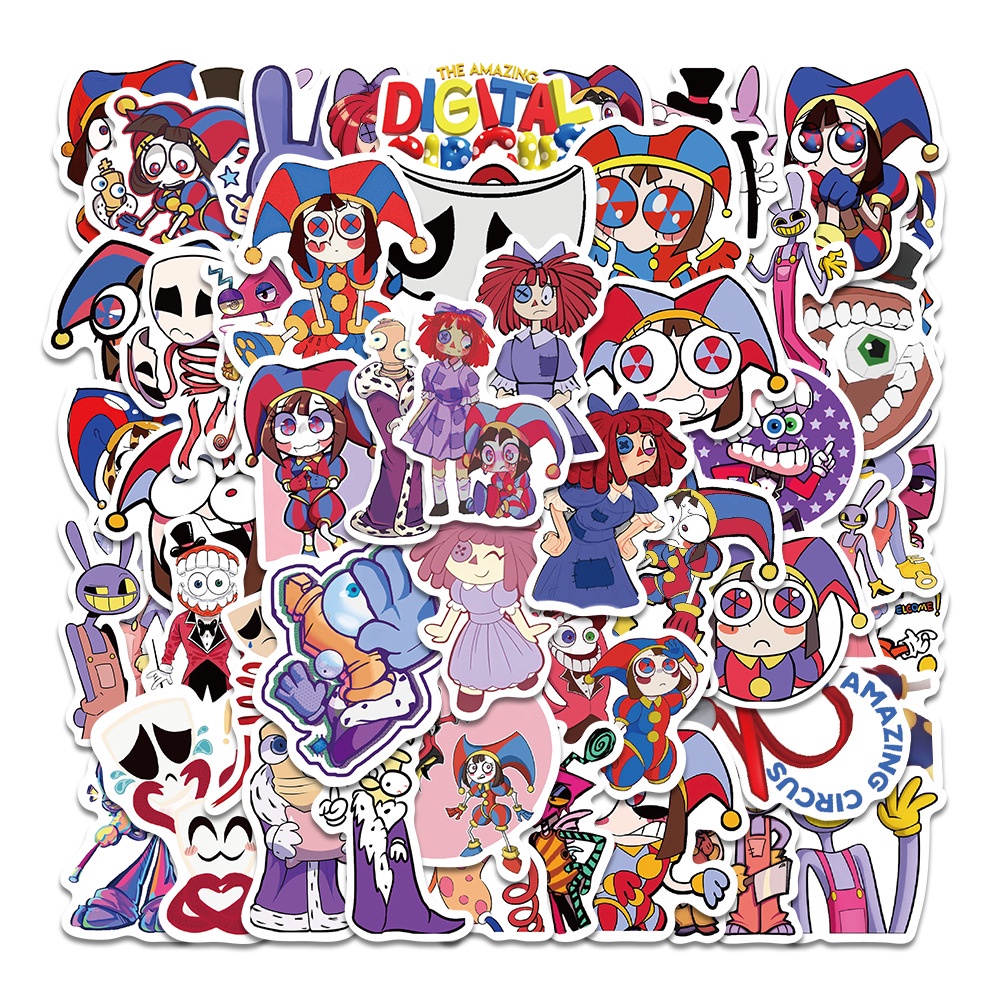 56pcs The Amazing Digital Circus Sticker Funny Pomni Cartoon Clown ...