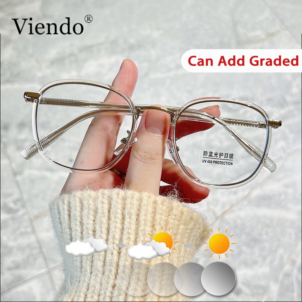 VIENDO Photochromic Anti Radiation Eye Graded Glasses For Women Men ...