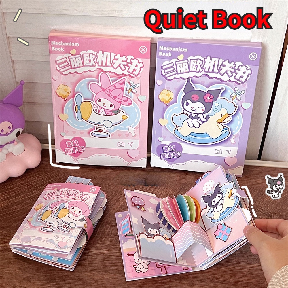 Cute My Melody Quiet Book Kuromi Mini Doll House Anime Dollhouse Paper ...
