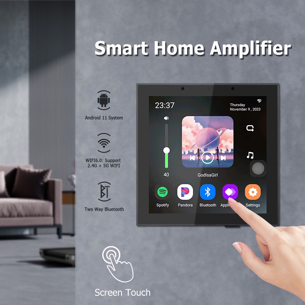 Home Theater 4'' Touch Screen Android 11 System WiFi Wall Amplifier Two ...