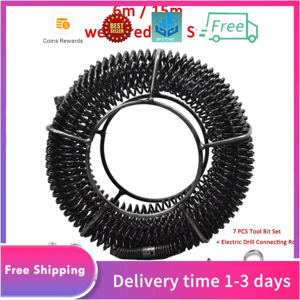 6m / 15m Sewer Dredging Spring Electric Drill Drain Cleaner Machine ...