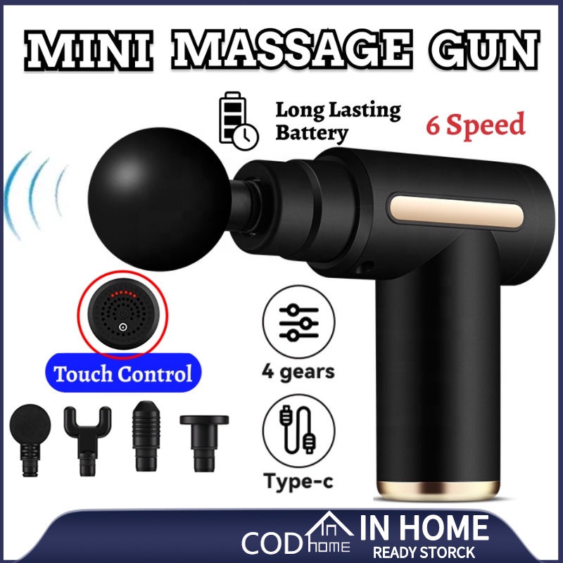 Portable Muscle Massage Gun 4 Heads Muscle High Frequency Vibration ...