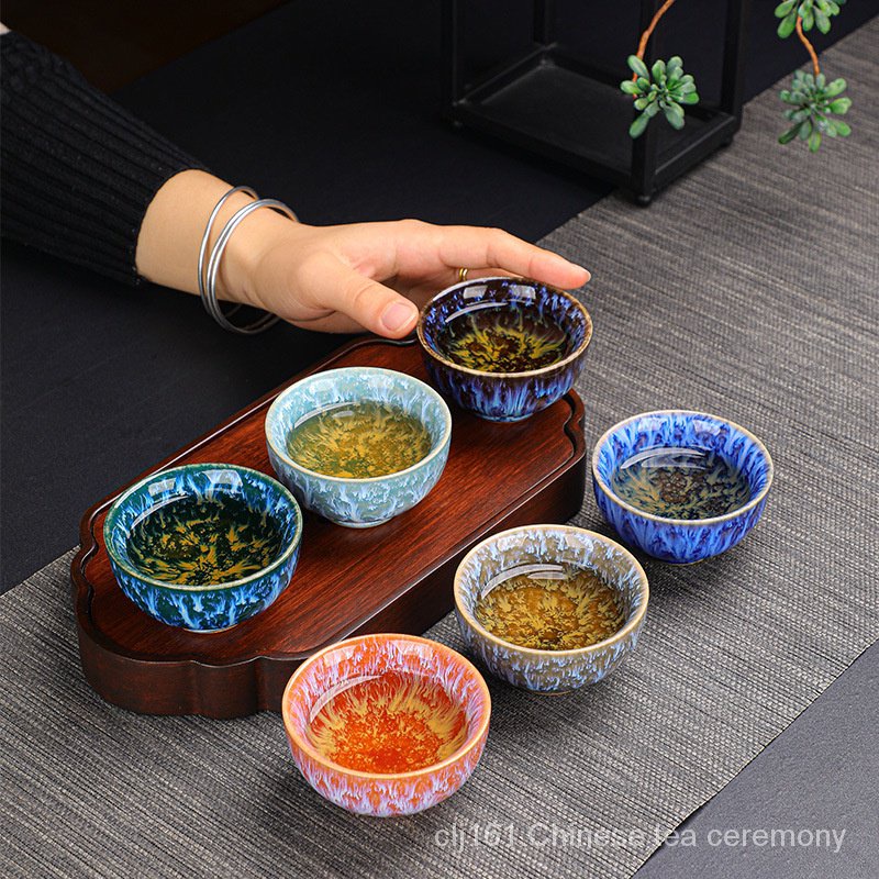Tea Cup Kiln Baked 6 Colors Porcelain Master Cup Tea Tasting Cup Tea ...
