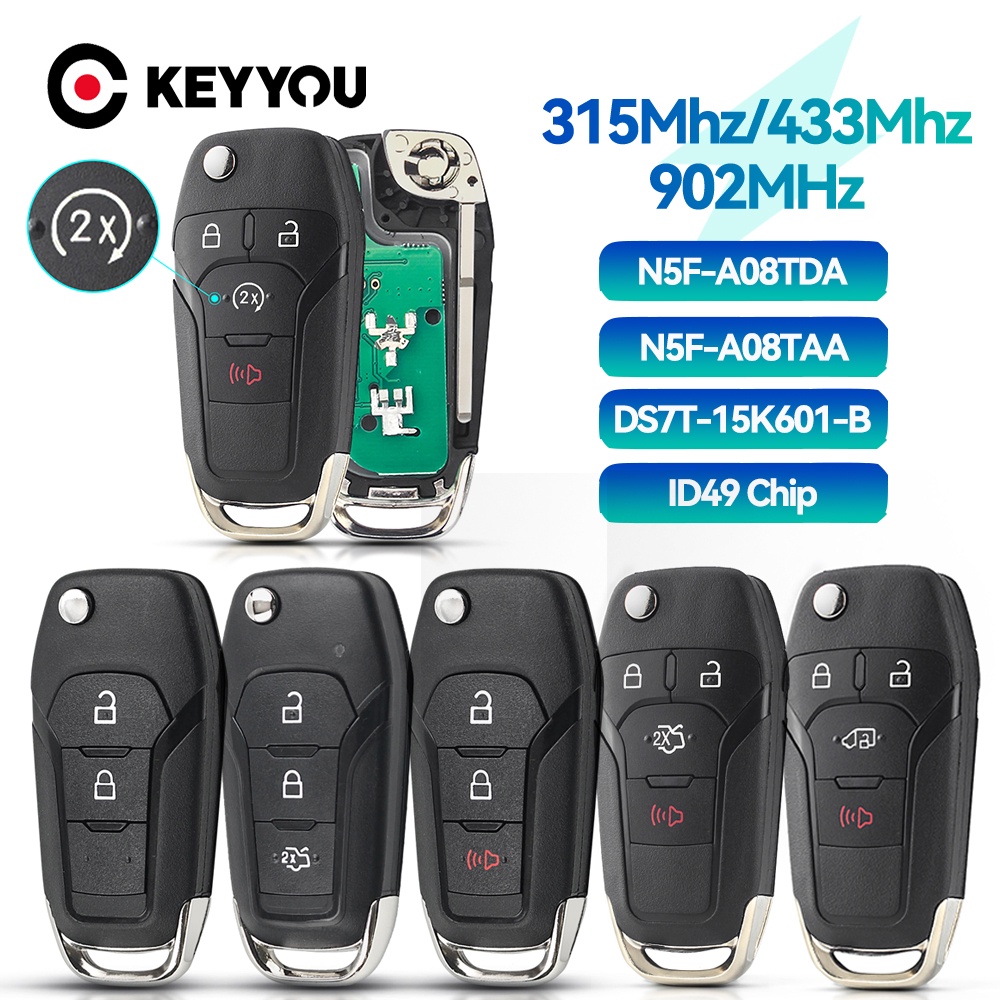 315/433/902MHz Remote Car Key Control 2/3/4Buttons For Ford N5F-A08TAA ...